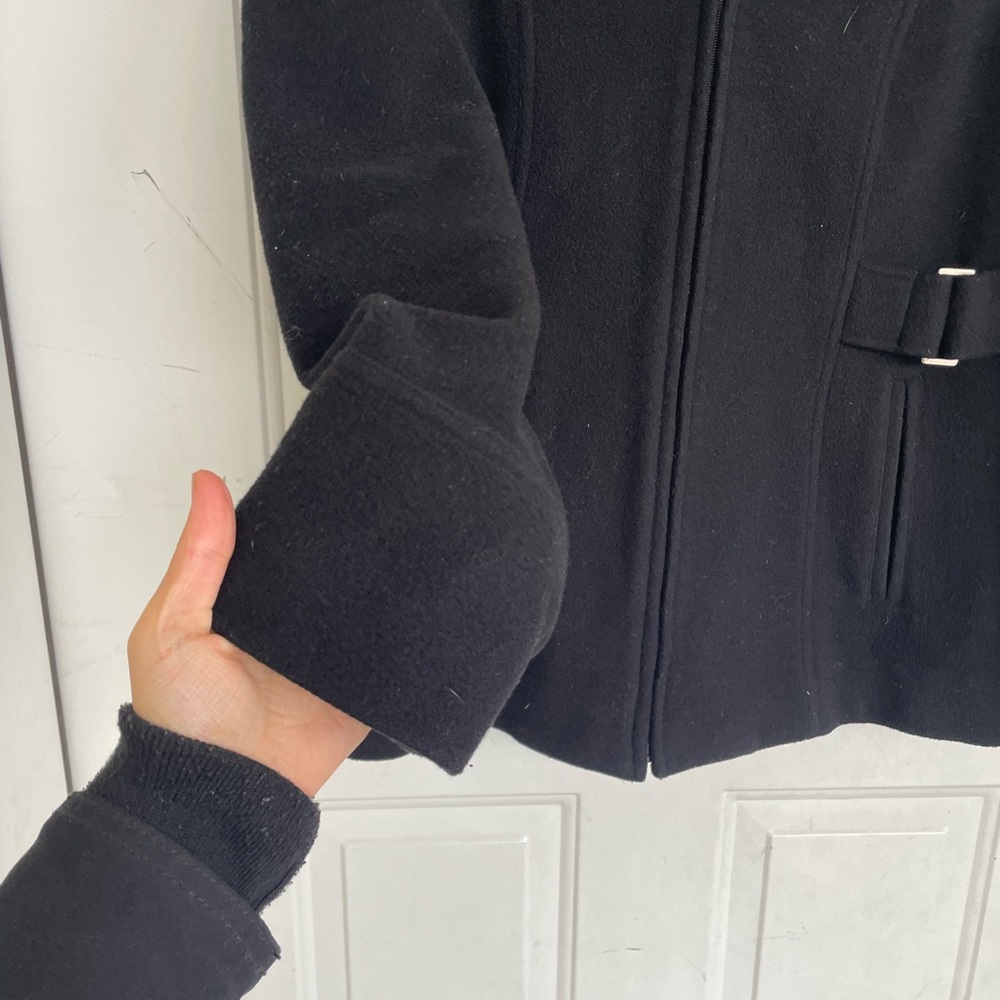 Fleet Street Wool Black Lined Draw String Hood Side P… - Gem